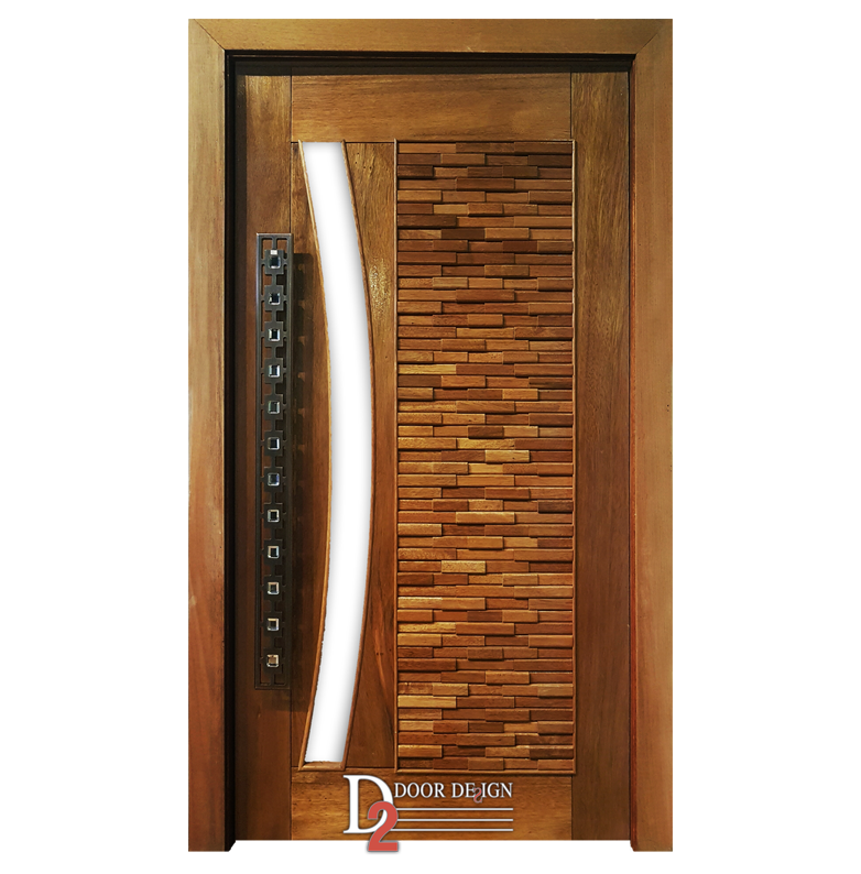 Porta Pivotante de Madeira Mix Com Visor - Door Design